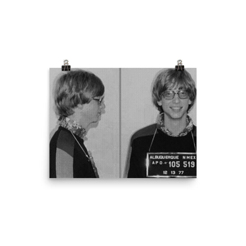 Bill Gates Mug shot Horizontal Black And White Mugshot Photo Poster ...