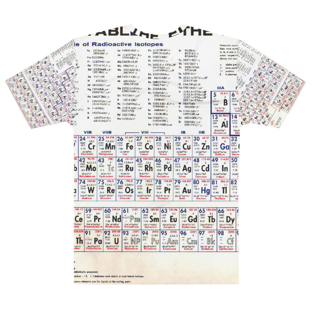 Periodic Table Of The Elements Vintage Chart White T-shirt – Rubino ...