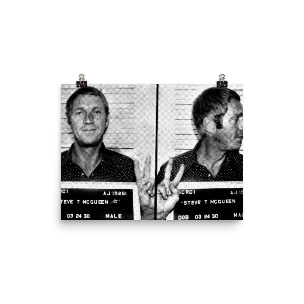 Steve McQueen Mug Shot Horizontal Mugshot Poster – Rubino Creative Fine Art