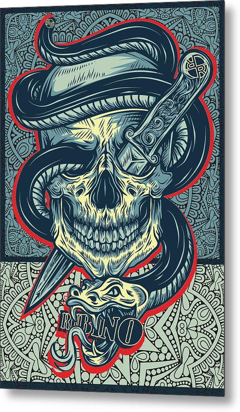Rubino Logo Tattoo Skull - Metal Print – Rubino Creative Fine Art