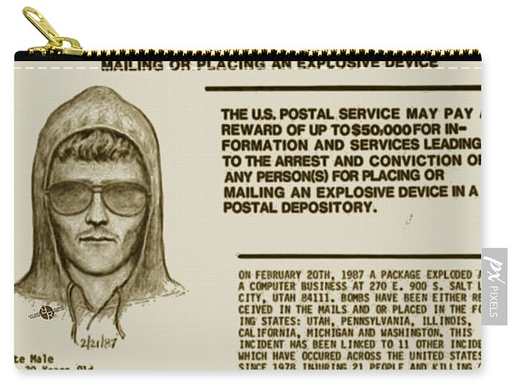 Unabomber Ted Kaczynski Wanted Poster 2 - Carry-All Pouch – Rubino ...